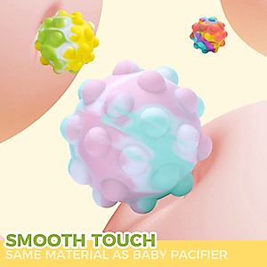 2 Pack Pop Stress Balls Fidget Toys, Fidget Ball Pop Squeeze Ball, Push Pop Bubble Squishy Ball Fidget Toy, Stress Relief Sensory Toys Bath Toys for Toddlers Game Balls Easter Gifts for Kids Adults