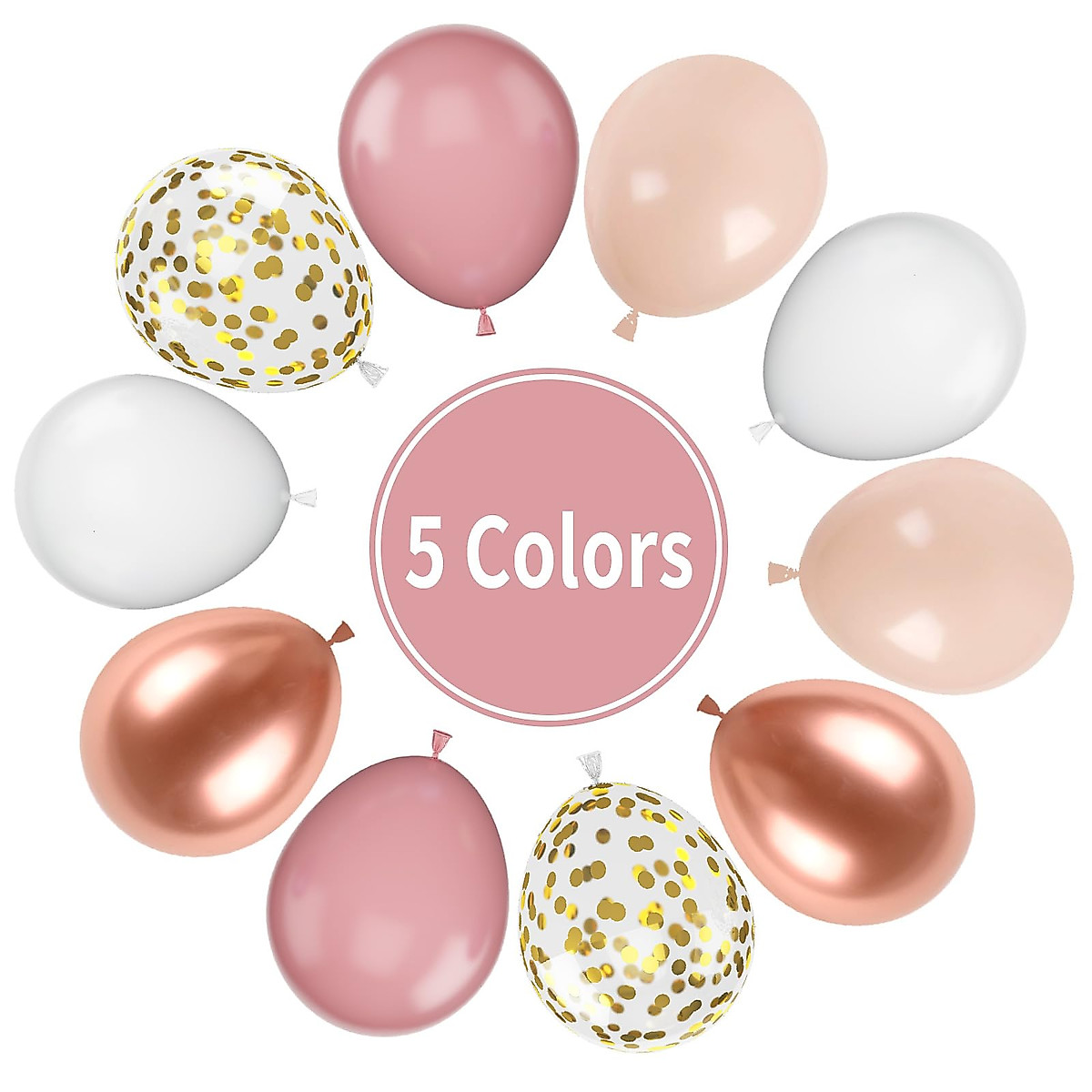 Dusty Pink Balloons, 55Pcs Blush Pink Party Balloons 12 Inch Metallic Rose Gold White Latex Balloons Retro Pink Rose Gold Balloons Gold Confetti Balloons for Birthday Party Baby Shower Bridal Shower
