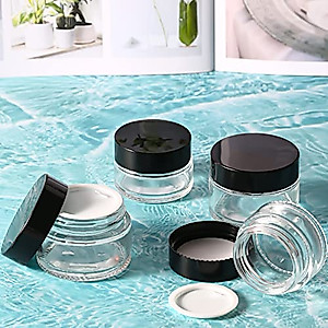 6 Pack 20ml Glass Cosmetic Jars,Empty Refillable Jars with Screw On Lids and White Liners,Cosmetic Containers Travel Cream Pots for Cosmetics,Powder,Lotion,Creams and Essential Oils