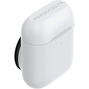 PopSockets PopGrip Headphone Case Compatible with AirPods: Swappable Grip and AirPods Holder for Phones and Tablets - White