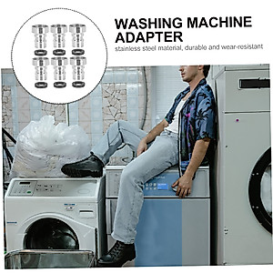 6pcs Washing Machine Adapter Stainless-Steel Basin Connector Metal Faucet Adapter Toilet Sink Faucet Adapters Metal Faucet Connector Tap Adapter Faucet Adapter Accessory