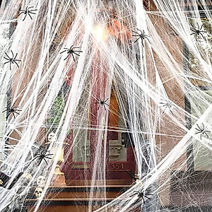 Amscan Stretchable Polyester Spider Web Halloween Trick or Treat Big Pack Party Decoration (1 Piece), 240g, White