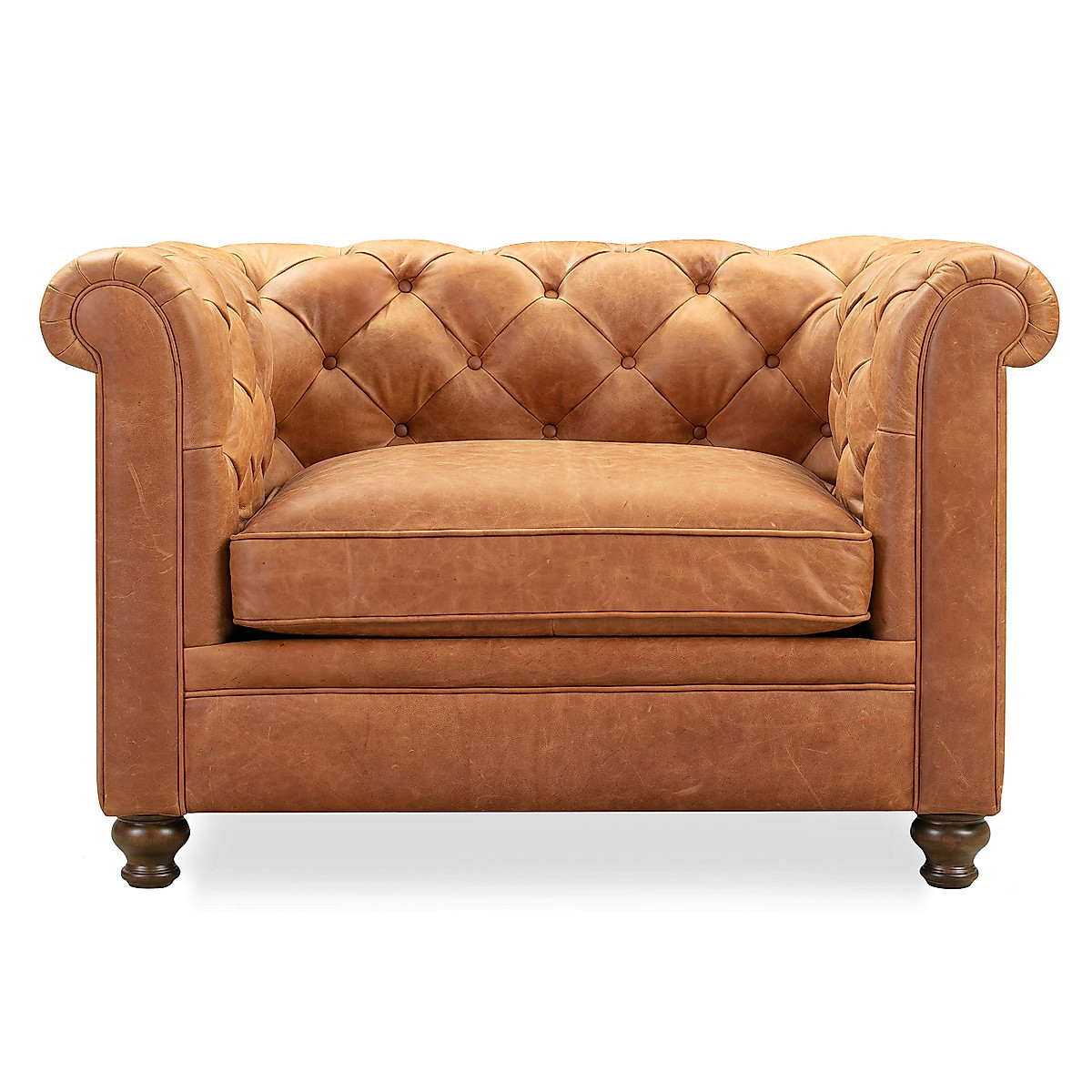 POLY & BARK Lyon Lounge Chair in Full-Grain Pure-Aniline Italian Leather in Cognac Tan