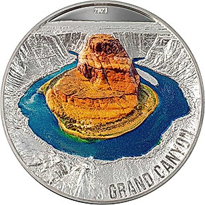 2021 DE 7 Natural Wonders PowerCoin Grand Canyon 3 Oz Silver Coin 20$ Palau 2021 Proof