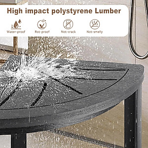 MOVNOECO Corner Shower Stool, High impact polystyrene Lumber Shower Foot Rest for Shaving Legs, Waterproof Corner Shower Bench Suitable for Small Shower Spaces, Black Shower Bench with Storage Shelf