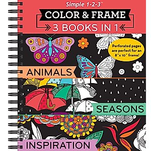 Color & Frame - 3 Books in 1 - Animals, Seasons, Inspiration (Adult Coloring Book)
