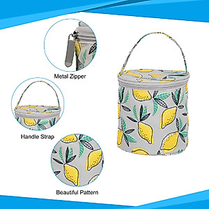 PATIKIL Crochet Bag, Small Mini Yarn Storage Organizer Knitting Accessories and Supplies Skein Ball Case Holder for Crocheting, Lemon Yellow