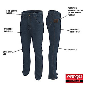 Wrangler Riggs Workwear Men's Slim Fit Five Pocket Jean, Dark Stone, 32W x 30L