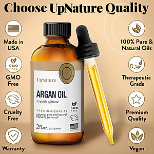 UpNature Argan Oil 2oz - 100% Natural & Pure Argan Oil for Hair Growth, Natural Cuticle Oil & Skin Care Products for Stretch Marks & Scars- Carrier Oil for Essential Oils for Skin