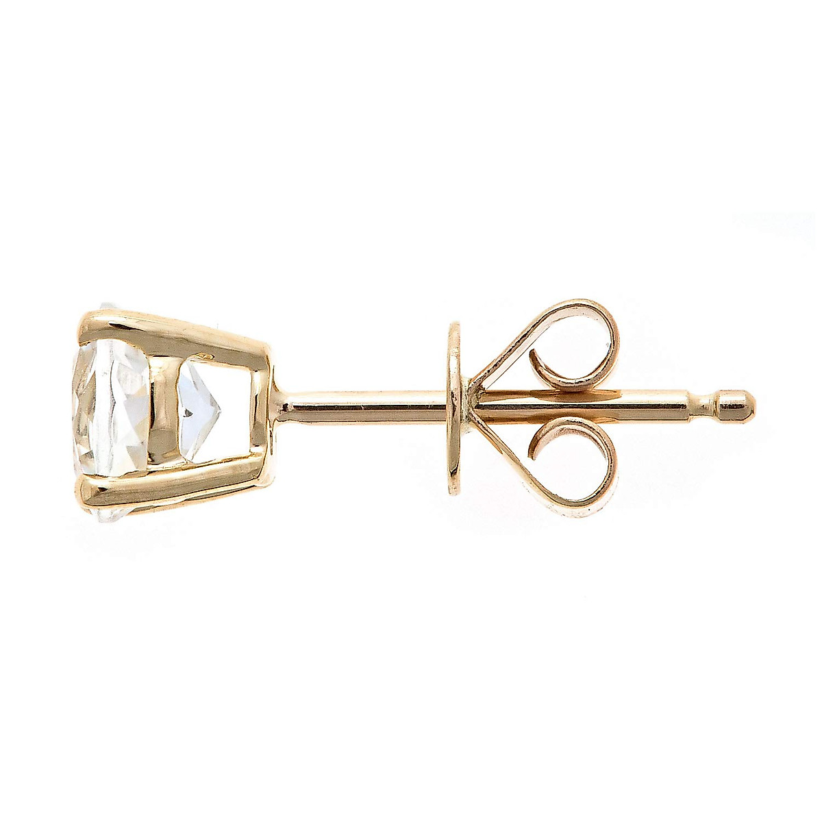 Gin & Grace 10K Yellow Gold Genuine White Topaz Diamond (I1) Stud Earring Daily Work Wear Jewelry for Women Gifts for Her