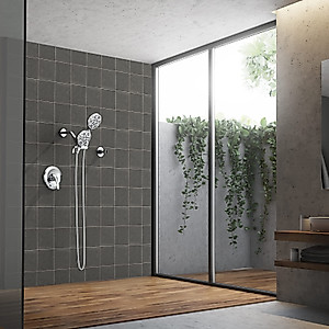 Astomi 63-Setting Dual Shower Head Faucet Set, 2 in 1 High Pressure Rain Shower Head with 7 Functions Handheld Spray, Chrome 3-Way Diverter Shower System Include Brass Valve and Trim Kit