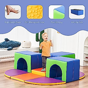 Foam Climbing Blocks for Toddlers, 9pcs Climbing Toys for Toddlers for Climb,Crawl and Slide, Toddler Climbing Toys Indoor for Nursery, Living Room, Children's Room (9pcs)