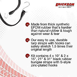Erickson 06610 Multiple Length EPDM Rubber Tarp Strap, (Pack of 10)