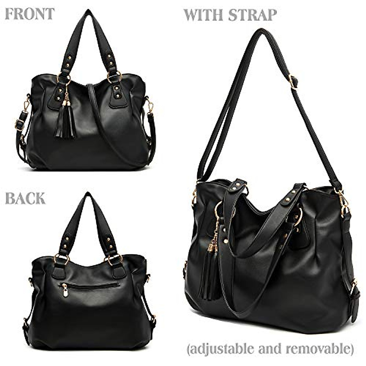 Soperwillton Fashion Handbag for Women Shoulder Bag Top Handle Satchel Hobo Tote Bag Purse Set 4pcs