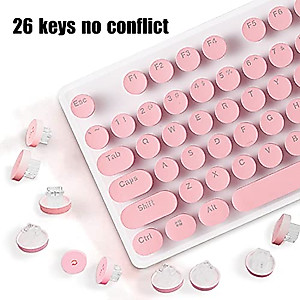LexonElec Wired USB Keyboard Mouse Combo Gamer N518 104 Keys White LED Backlit Punk Keycap Ergonomic Pro Gaming Keypad + 1600DPI 4 Buttons Optical Game Mice for Laptop PC (Pink & White Light)
