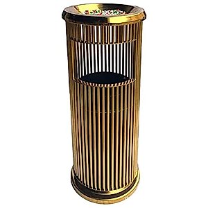 SCUUBE Trash Bin Trash Can Wastebasket Stainless Steel Trash Can with Inner Barrel Standing Ashtray Bucket Waste Can Hotel Bathroom Outdoor Office Recycling Bin Garbage Can Waste Bin (Color : A-Gold)