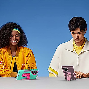 Showdd Designed for Samsung Galaxy S23 Ultra Case with Stand, Drop Protection Work with Magnetic Car Mount, Dustproof,No Fading, No Yellowing,for Men Women, Purple Rose Gold