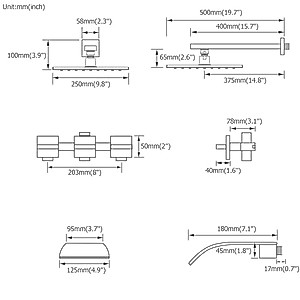 FSCEPIXI 3 Handles Tub Shower Faucet,Shower Faucet Set with Waterfall Tub Spout,Shower Trim Kit with Valve,Wall Mounted,Matte Black