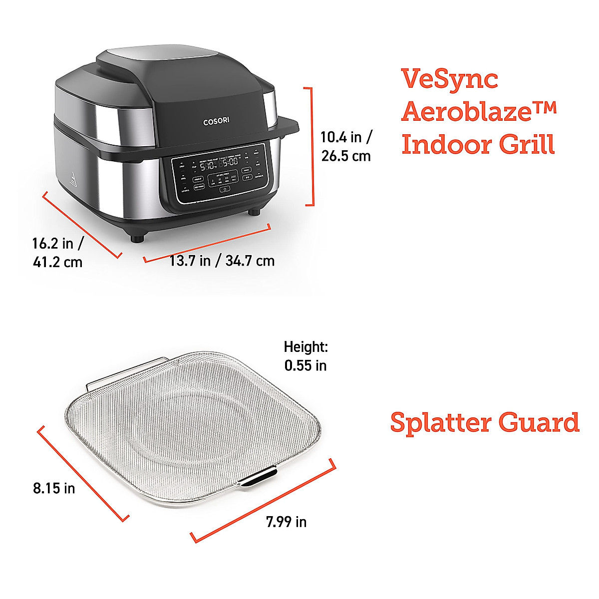 COSORI Indoor Grill & Smart XL Air Fryer Combo Aeroblaze, 8-in-1, 6QT, Grill, Broil, Roast, Bake, Crisp, Dehydrate, Preheat & Shake Remind & Keep Warm, Works with Alexa & Google Assistant, Black