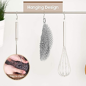 AMAGABELI GARDEN & HOME 7”x7” Cast Iron Cleaner 316 Stainless Steel Cast Iron Scrubber Chain Mail Scrubber Cast Iron for Pans Dutch Ovens Grills BG240