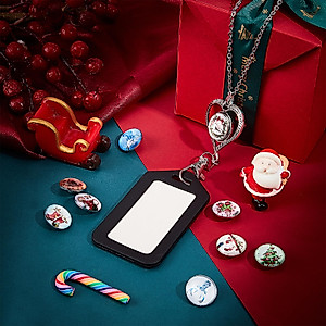 SUNNYCLUE 1 Box 12Pcs Lanyard Necklaces Badge Holder Necklace Winter Christmas Office Badge Lanyard ID Holders Name Tag Lanyards Breakaway for Women Teacher Stundent Nurse Christmas New Year Gift
