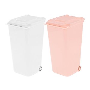 SEWACC 2 Pcs Tabletop Trash Bin Mini Desk Covered Trash Can Garbage Bucket Trash Can Desktop Pen Stationery Holder