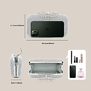 Bellawish Silver Clutch Purses for Women Wedding Crystal Rhinestones Women'S Evening Clutch Handbags with Flora Clasp for Bridal Parites Prom