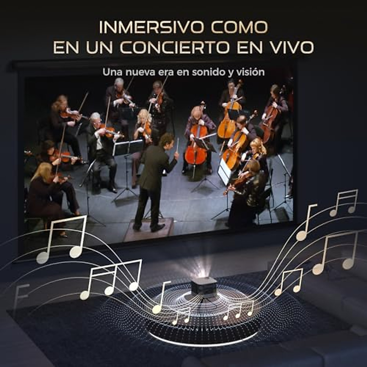 All-ln-One Projector 4K Supported, AURZEN BOOM 3 Smart Projector with WiFi and Bluetooth, 3D Stereo Sound & 36W Speakers, AI Auto Focus & Keystone, Netflix Official 500 ANSI Home Outdoor proyector