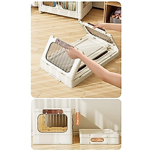 Finghin Storage Bins with Lids, Stackable Storage Bins, Plastic Storage Containers Box, Large Collapsible Storage Drawers for Bedroom Closet Organizers