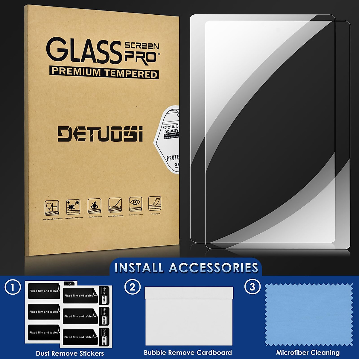 DETUOSI 【2-PACK】 Screen Protector for WECOOL WM1001-W 10.1 inch, Tabtrust TT100AB, YIERA 10.1", Tabtrust TT100DB, HAOQIN HaoTab H10 10.1, Tagital T10K, XINYANGCH 10.1" Tablet Tempered Glass Protector