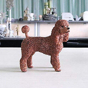 RZXLSZ VBNHGF Collectible Figurines Garden Animal Figurines Ornaments Statues Sculptures Home Decoration Poodle Dog Simulation Animal Model Jewelry Brown