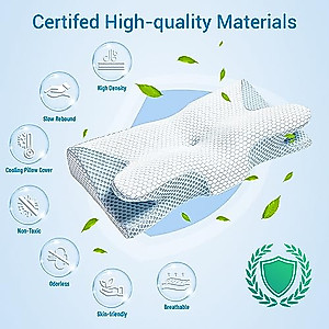 BiAnYC Cervical Memory Foam Contour Pillows, Contour Memory Foam Pillow, Ergonomic Neck Support Pillow for Side Back Stomach Sleeper Remedial Pillows