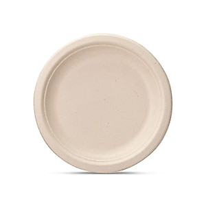 Comfy Package [Case of 1000 7 Inch Paper Plates, 100% Compostable Plates Heavy-Duty - Kraft Biodegradable Plates, Disposable Sugarcane Paper Plates - Brown Unbleached