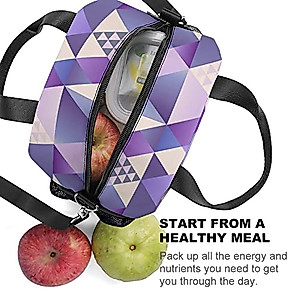 Ultra Violet Art Deco Printed Lunch Box Tote Bag with Handles and Shoulder Strap for Men Women Work Picnic