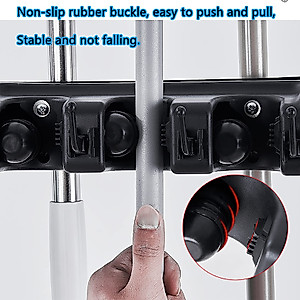 WXZX Floor-Standing Broom And Mop Rack Can Be Moved,Adjustable Height, Rack, Tool Cleaning Cart, Stainless Steel Storage Durable Storage,for Garages, Hotels, Schools, Restaurants, Etc, 8slots