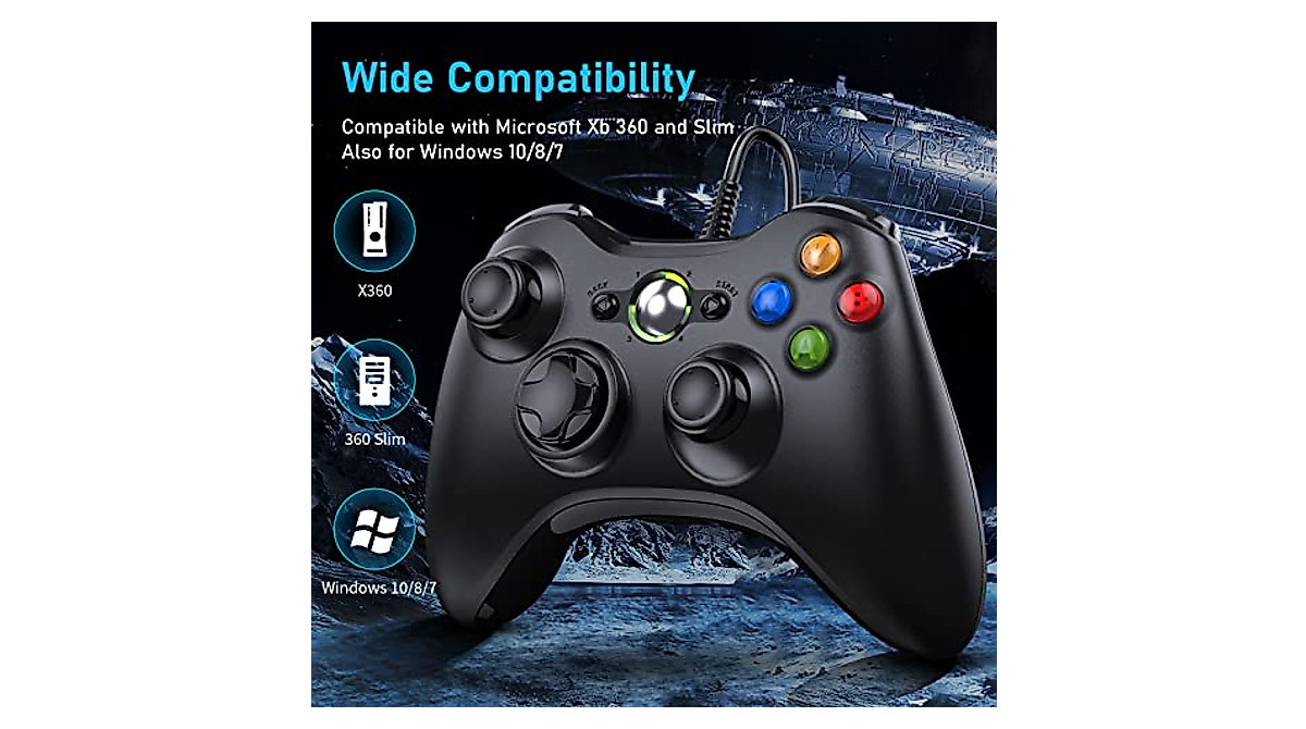 Etpark Wired Xbox 360 & PC Controller | Plug & Play Gamepad