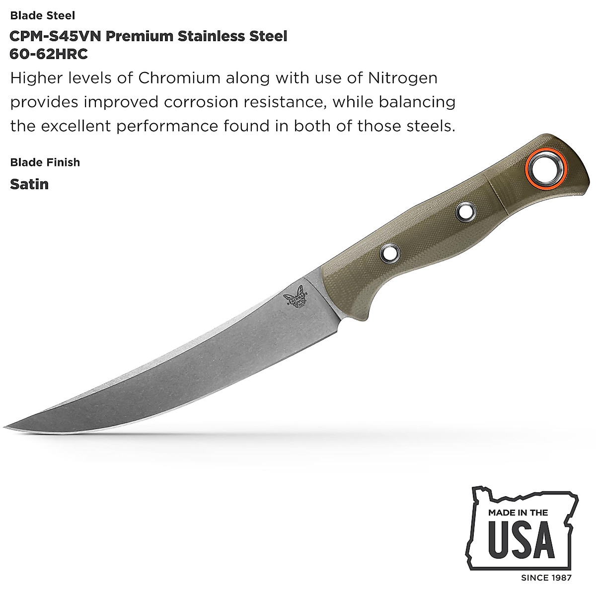 Benchmade - MeatCrafter 15500 Hunting and Cutlery Knife with OD Green G10 Handle (15500-3)