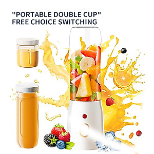 Personal Size Blender for Milkshakes and Smoothies, 15.6 oz Portable Blender, 10 Steel Blades, Cordless Blender, 21000r/min, Multi-Function Blender with 2 Cups, Travel-Friendly - White
