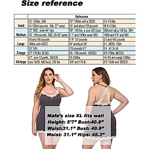 Avidlove Slip Lingerie Sexy Chemise Nightgown Babydoll Soft Sleepwear(Grey,L)