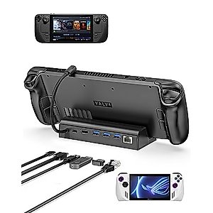 Antank 6-in-1 Docking Station for Steam Deck/ROG Ally, Steam Deck Dock with HDMI 2.0 4K@60Hz Gigabit, 1000Mbps Ethernet, 100W PD Fast Charging and 3 USB-A 3.0 USB-C Port for Valve Steam Deck OLED