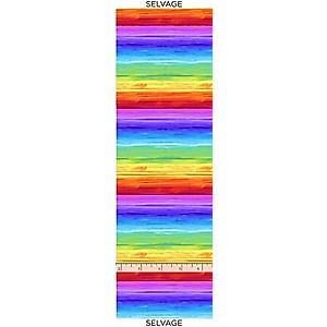 Cotton Fabric for Sewing, Embroidery and Quilting 100% 44/45` Wide Blender c - Rain Blossom Rainbow Watercolor Stripe Yard