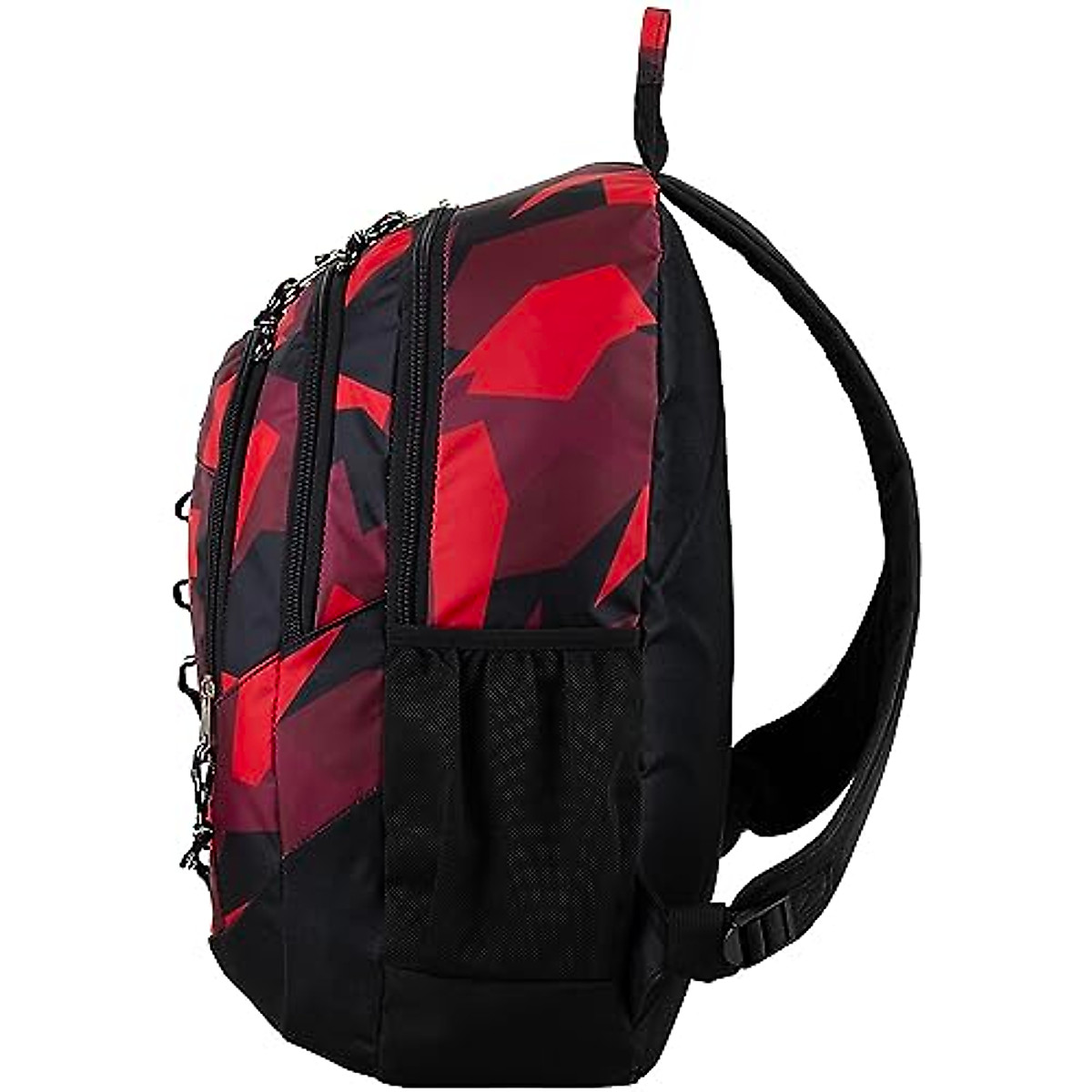 FUEL Large Multipocket Unisex Backpack with Water Resistant Bottom for Class, Travel, and Outdoors - Red Camouflage