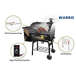 WADEO Digital Thermostat Controller Kit Replacement Part for Traeger Wood Pellet Grills, Thermostat Controller Board with RTD Temperature Probe Sensor and Hot Rod Ignitor