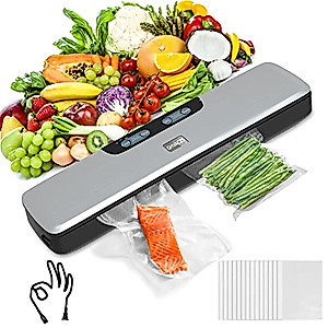 Vacuum Sealer Machine, GHVACZS Lightweight Food Vacuum Sealer Compact Machine for Food Preservation, Automatic Food Sealer Saver Vacuum Machine Easy to Use, Clean and Storage for Home Kitchen (GHVACZS Silver)