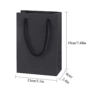 driew Gift Bags Black 50 Pack, Black Paper Gift Bags with Cotton Handle 5x2x7.5 inches Party Gift Bags