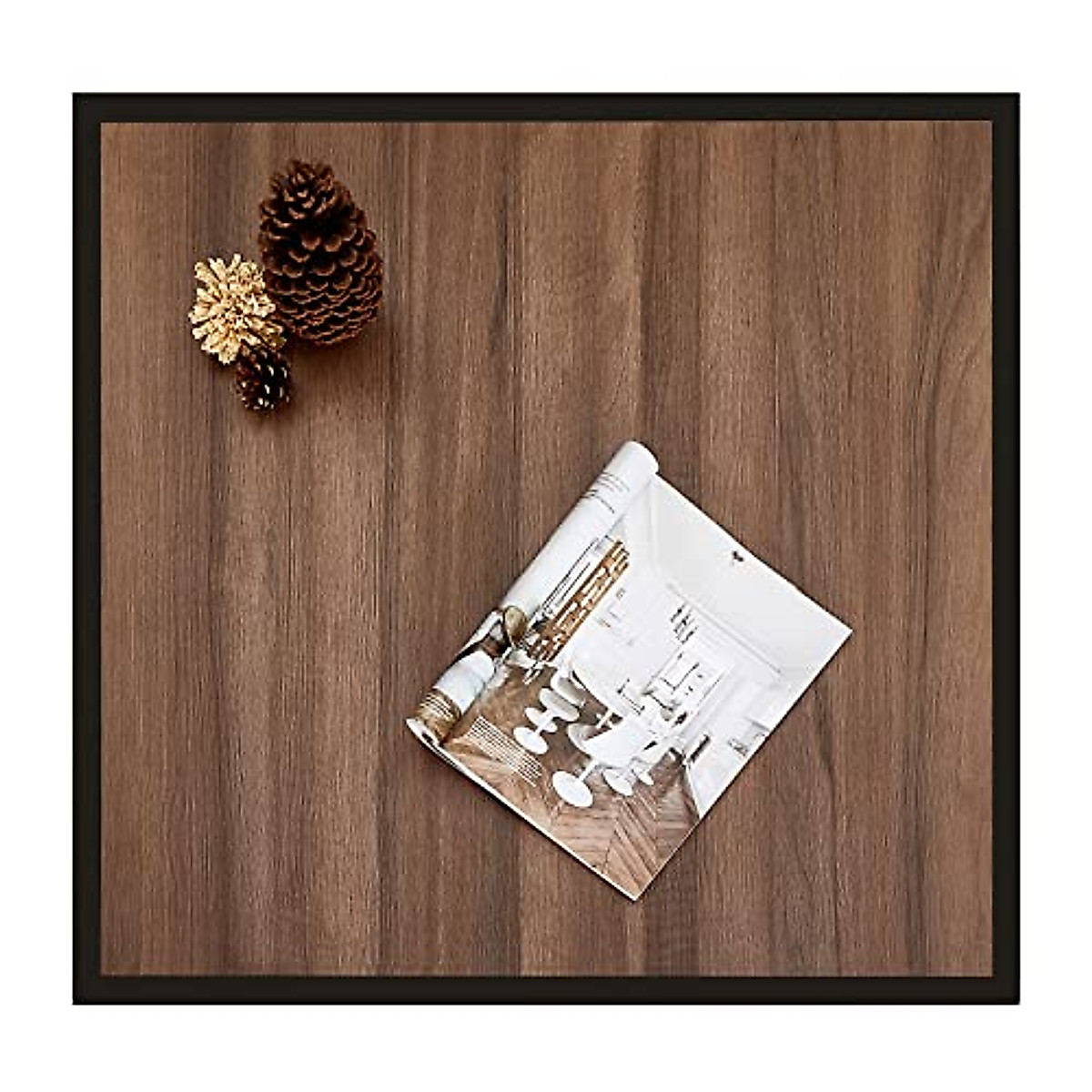SAYGOER Farmhouse Coffee Table Rustic Wood Coffee Tables Mid Century Modern Coffe Tables for Small Spaces Simple Square Low Center Table for Living Room Home Office Boho Style, Walnut