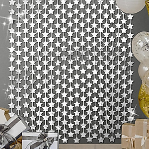 LOLStar 2 Pack Glitter Silver Stars Birthday Decorations 3.3X6.6 ft Each Silver Star Backdrop Foil Fringe Curtains,Perfect for Twinkle Star Baby Shower Anniversary Disco Bachelorette Party Decorations