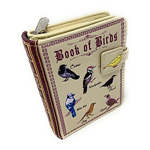 Shag Wear Book of Birds Small Wallet for Women and Geet Girls Vegan Faux Leather 4.5" Beige