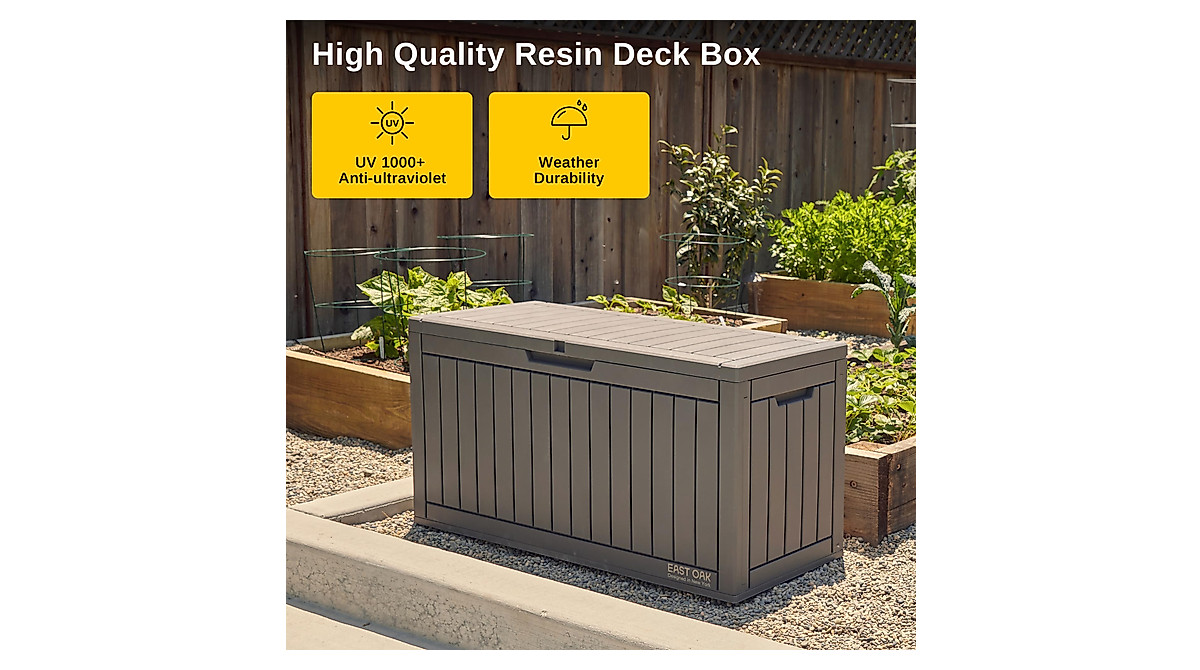 EAST OAK 60 Gallon Outdoor Storage Box - Waterproof & Durable