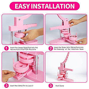 Upgrade Button Maker Machine Multiple Sizes,Pin Maker Machine 1+1.25+2.25 inch Press Machine, Pin Backs, Plastic Films & Circle Cutters